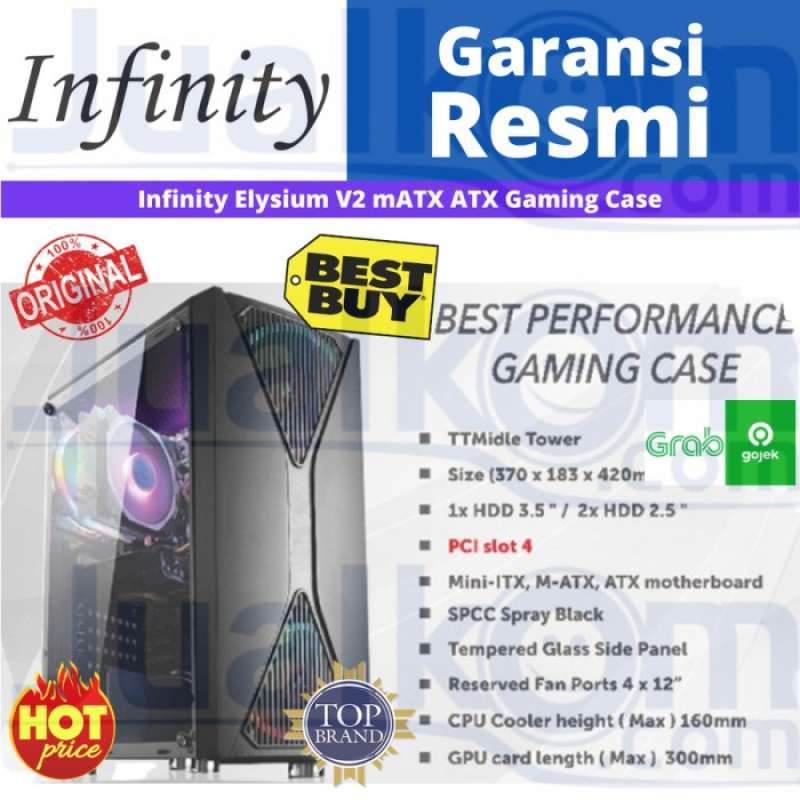 Promo CASING GAMING PC INFINITY ELYSIUM V2 MATX ATX TEMPERED GLASS ...