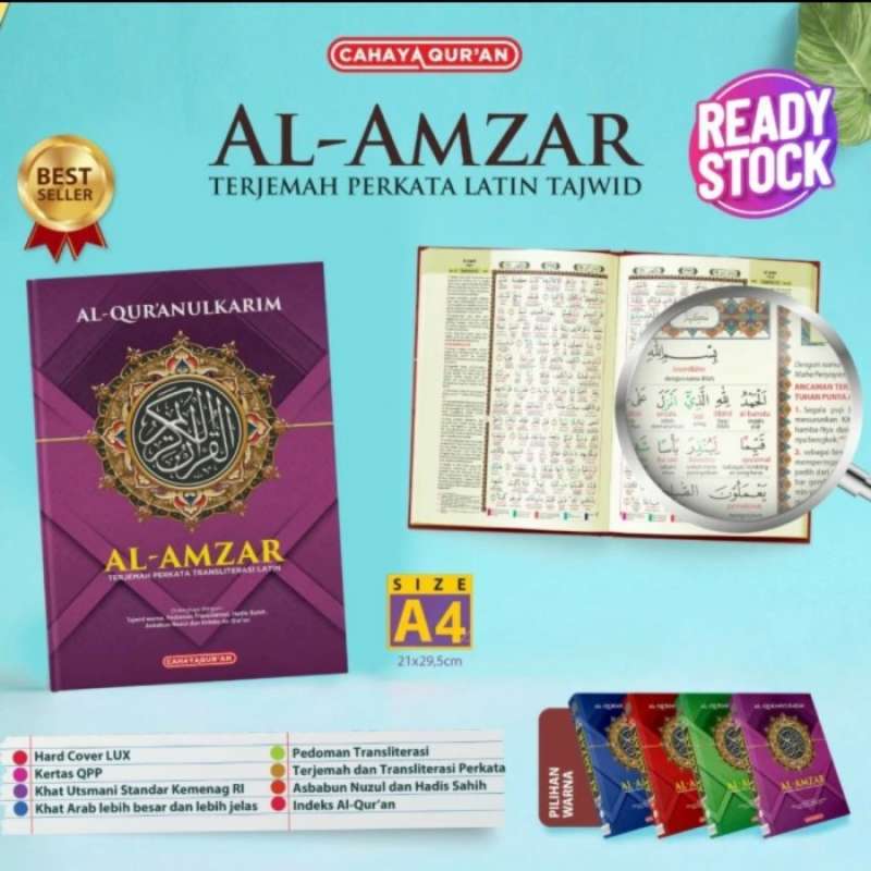 Jual Alquran Tajwid Al-Amzar Terjemah Perkata Latin A4, Al Quran Al Amzar di Seller Premier ...