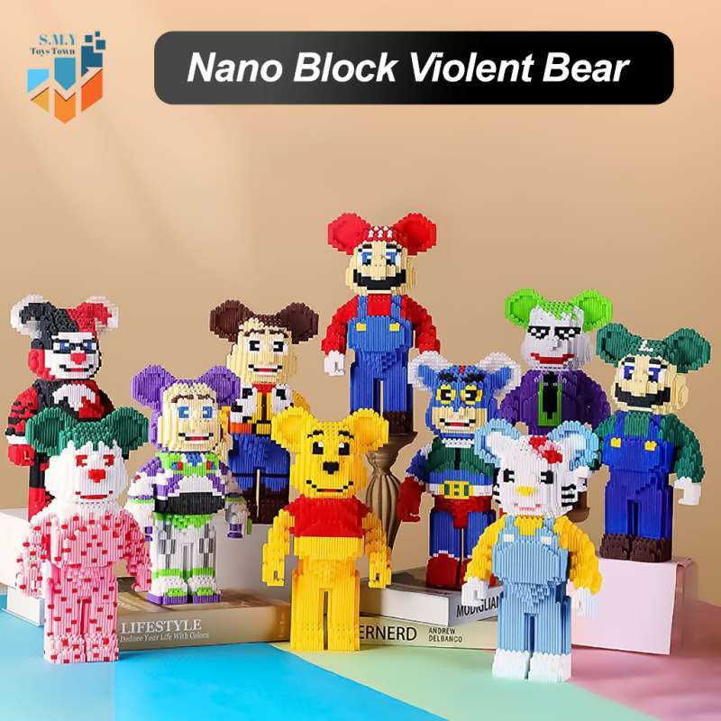 Promo Smy Nano Blocks Violent Bear 3d Model, Mainan Blok Susun, Blok ...