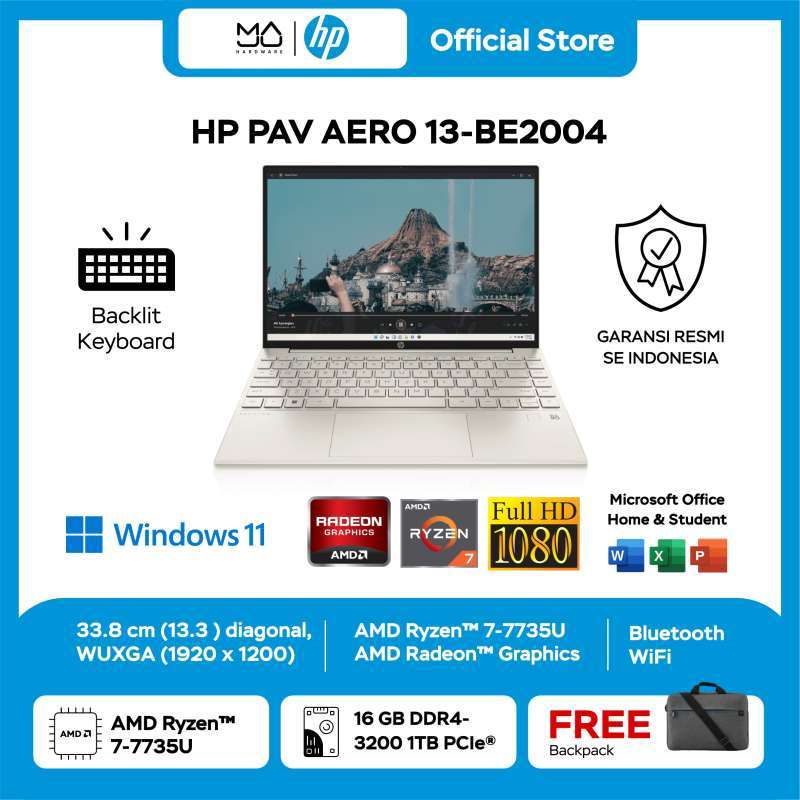Jual Laptop HP Pavilion Aero 13-BE2004AU/2005AU R7-7735U/16GB/1TB Gold ...