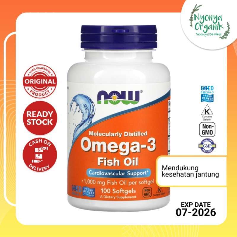 Promo Vitamin Omega 3 1000 mg fish oil 180 EPA 120 DHA Now 100 Softgel Diskon 33% di Seller ...