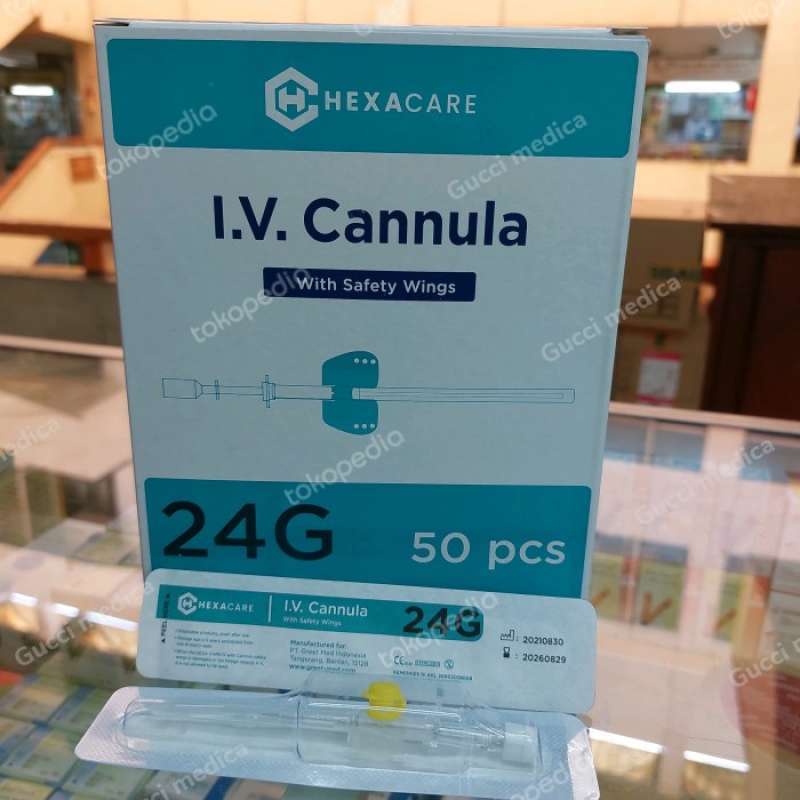 Promo Persamaan Infloplus..iv Cannula Hexacare No.24 Pakai Sayap-perbox ...