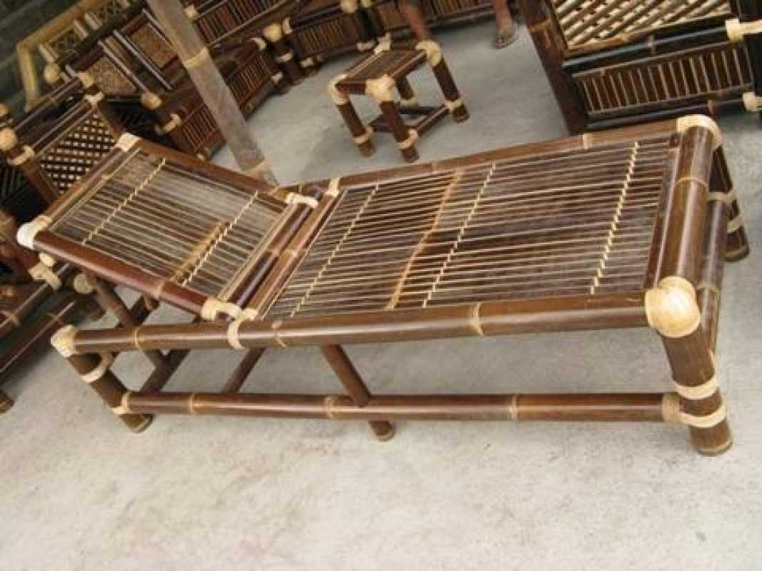 Promo Full Set Meja Makan Bambu Hitam Motif Rotan / Mebel Bambu Diskon ...