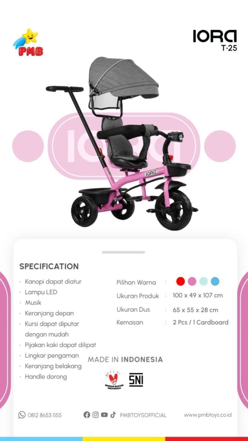 Promo Tricycle iora T25 T 25 TC06 PMB sepeda anak roda tiga baby ...