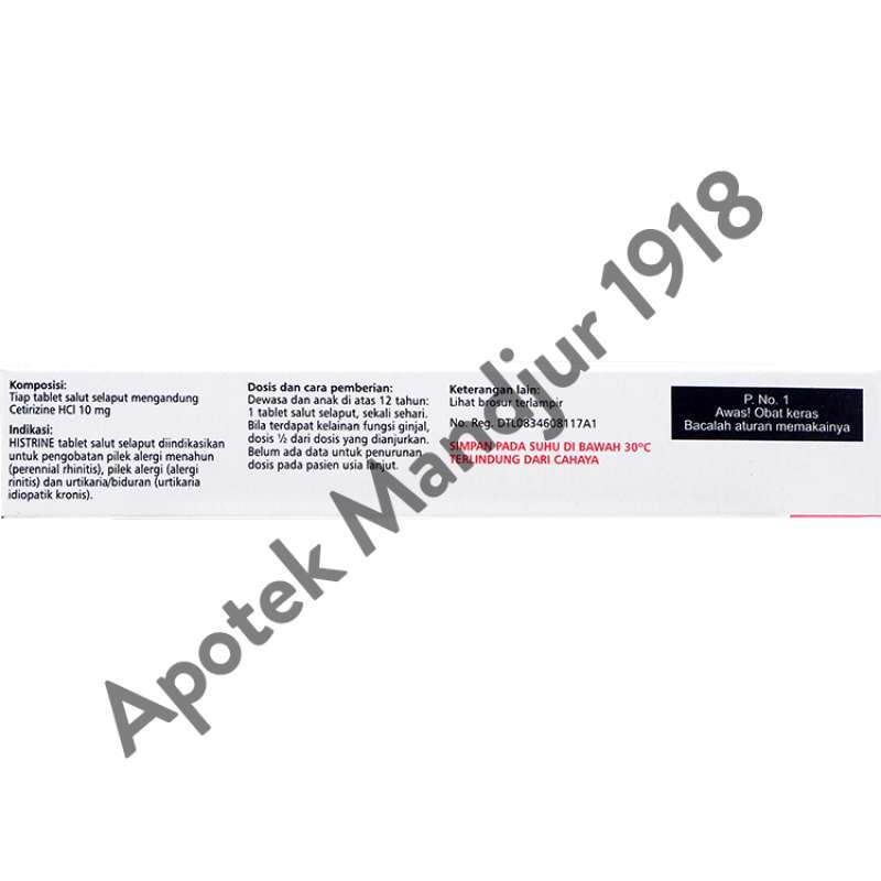Jual Histrine 10 Mg 10 Tablet - Mengatasi Pilek Alergi dan Urtikaria di ...
