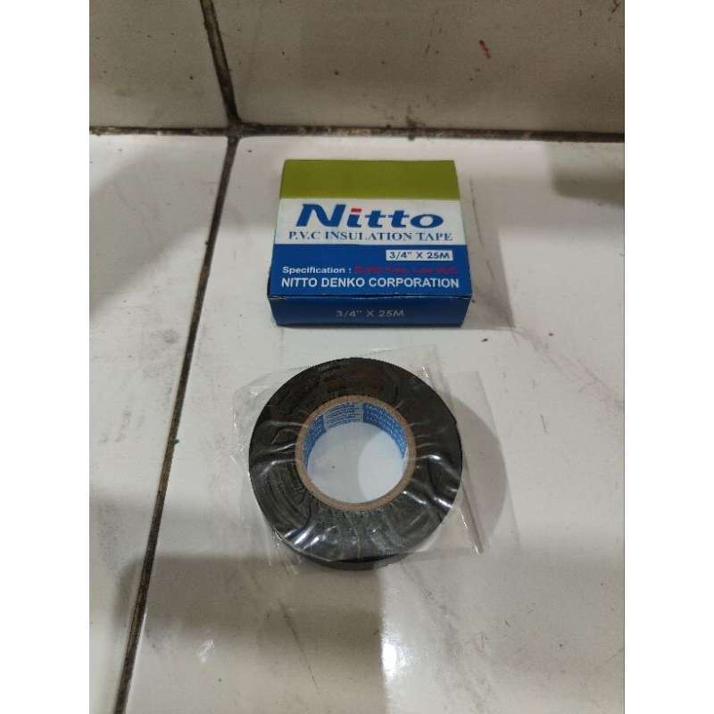 Jual Isolasi Lakban Hitam Listrik Nitto Pvc Hitam 3/4 Inch 25 Meter di ...