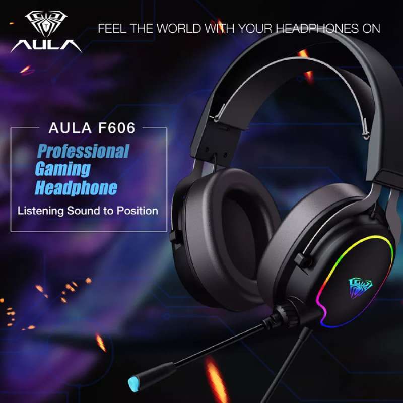 Promo AULA F606 Gaming Headset RGB Lightweight Design Anti Diskon 9% di ...