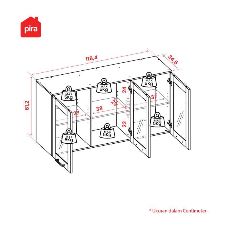 Promo PIRA METROPOLIS OX - ARUNA KC WU120G Rak Gantung Dapur / Kitchen ...