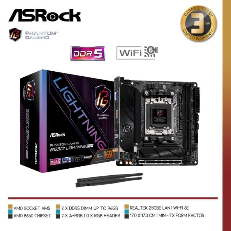 Jual ASROCK B650I Lightning WiFi | Motherboard AMD B650 AM5 DDR5 Mini ...