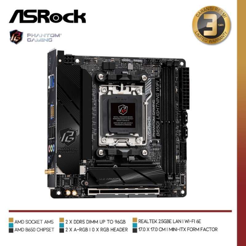 Jual ASROCK B650I Lightning WiFi | Motherboard AMD B650 AM5 DDR5 Mini ...