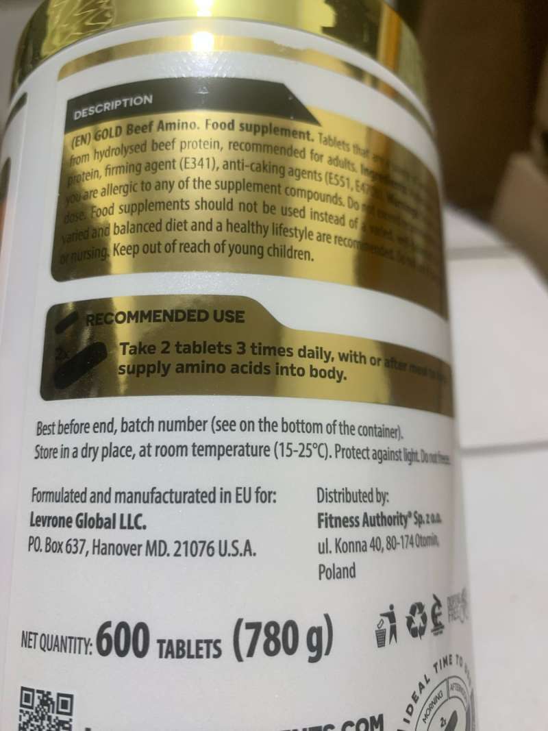 Jual Kevin Levrone Gold Beef Amino 600 Tabs - 300 Tabs (repack) Di ...