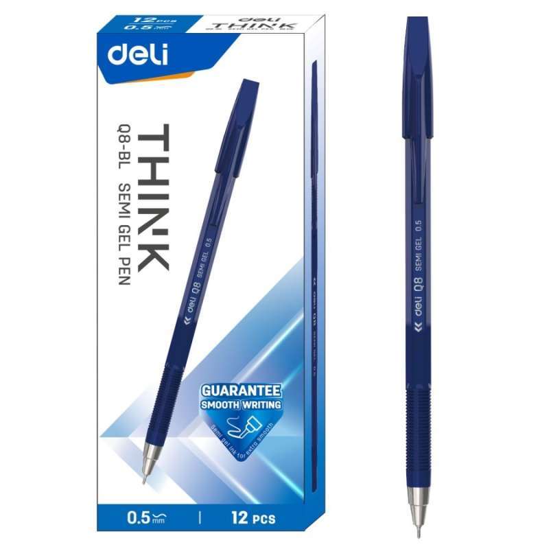 Jual DELI Think Semi Gel Pen 0.5mm EQ8 Pulpen Deli HITAM dan BIRU ( 1 ...