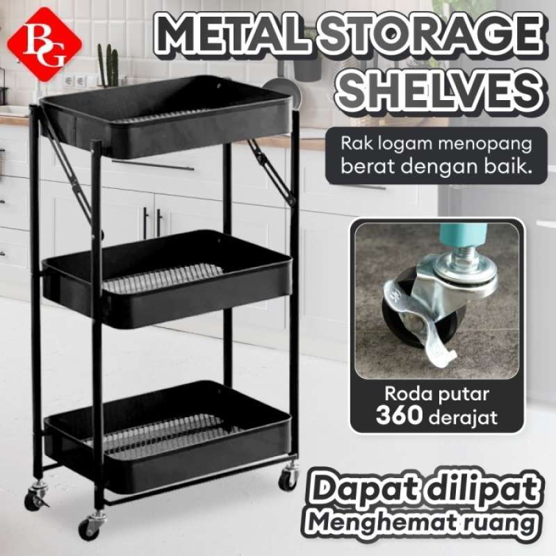 Promo BG Metal Storage Rak Susun Troli Besi Serbaguna Tingkat Model ...