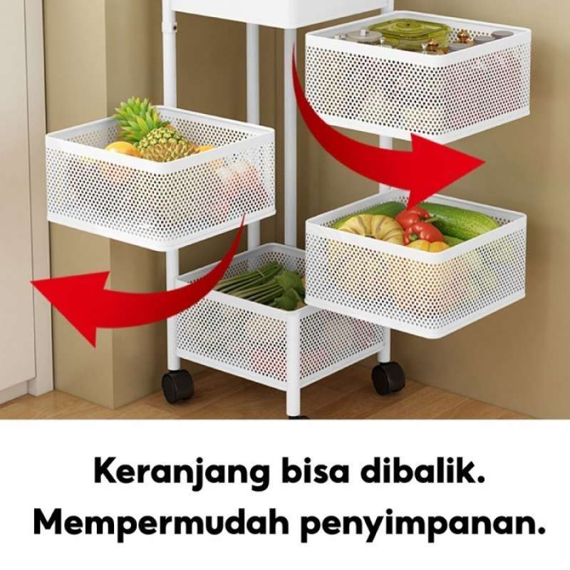 Promo BG Metal Storage Rak Susun Troli Besi Serbaguna Tingkat Model ...