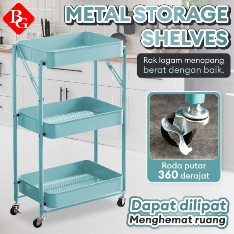 Promo BG Metal Storage Rak Susun Troli Besi Serbaguna Tingkat Model ...
