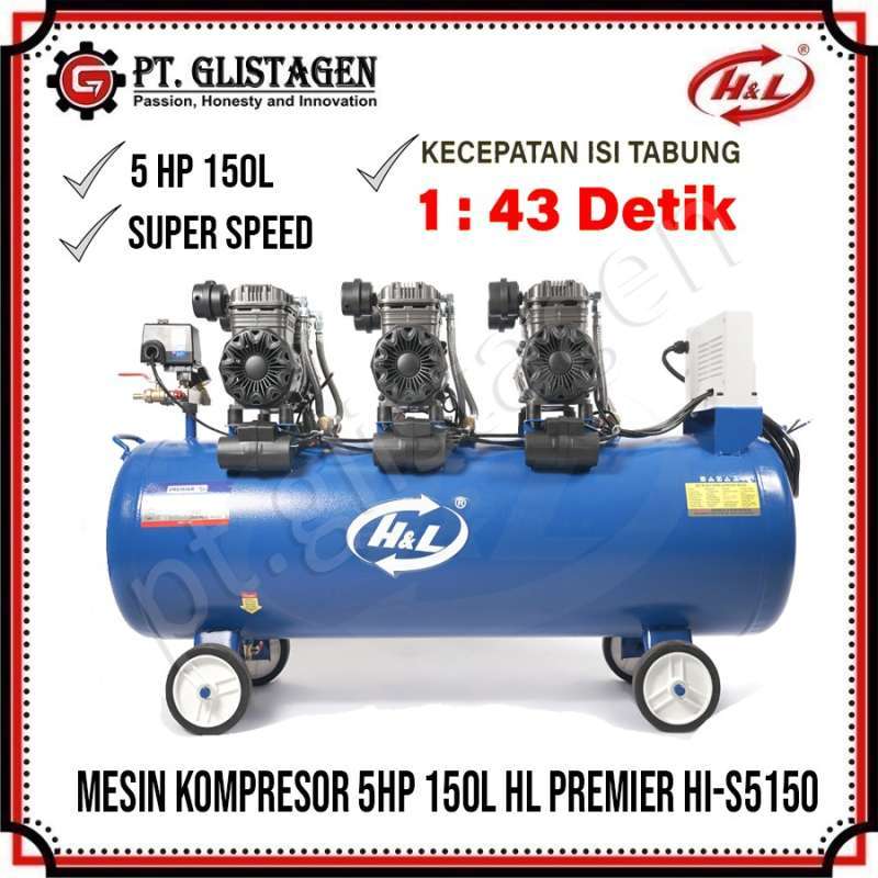 Jual HL Kompresor 5 HP 150 Ltr Silent Compressor Super / High Speed ...