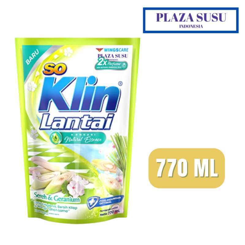 Jual SO KLIN PEMBERSIH LANTAI 770 ML SOKLIN LANTAI POUCH PENCUCI LANTAI REFILL - SEREH di Seller ...
