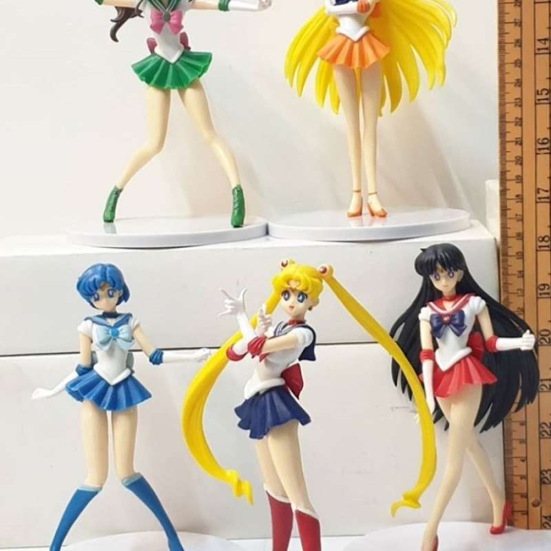 Promo sailor moon figure set isi 5 pcs topper kue Diskon 23% di Seller ...