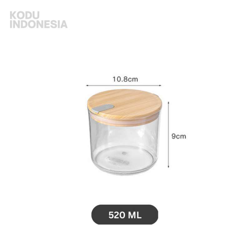 Promo Toples Plastik Tutup Kayu Wooden Lid Bamboo Jar Storage Kedap Udara - Bulat S 520ml Diskon ...