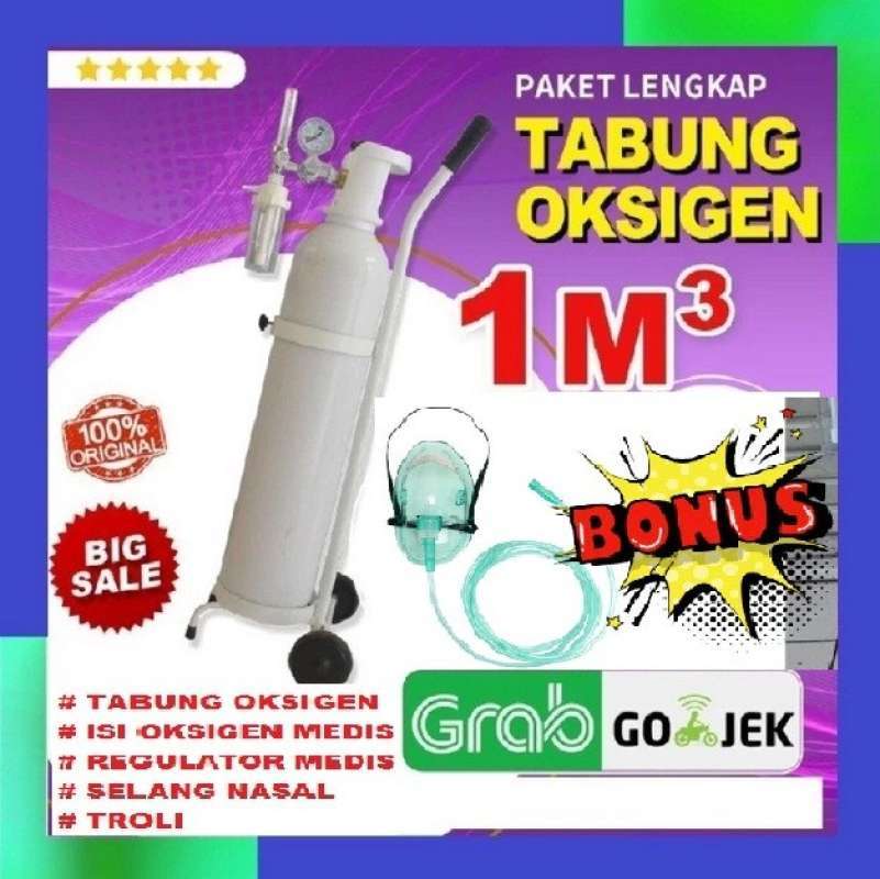 Promo Tabung Oksigen Lengkap 1M3 (Tabung, isi, Regulator, Trolley, Selang) Diskon 33% di Seller ...