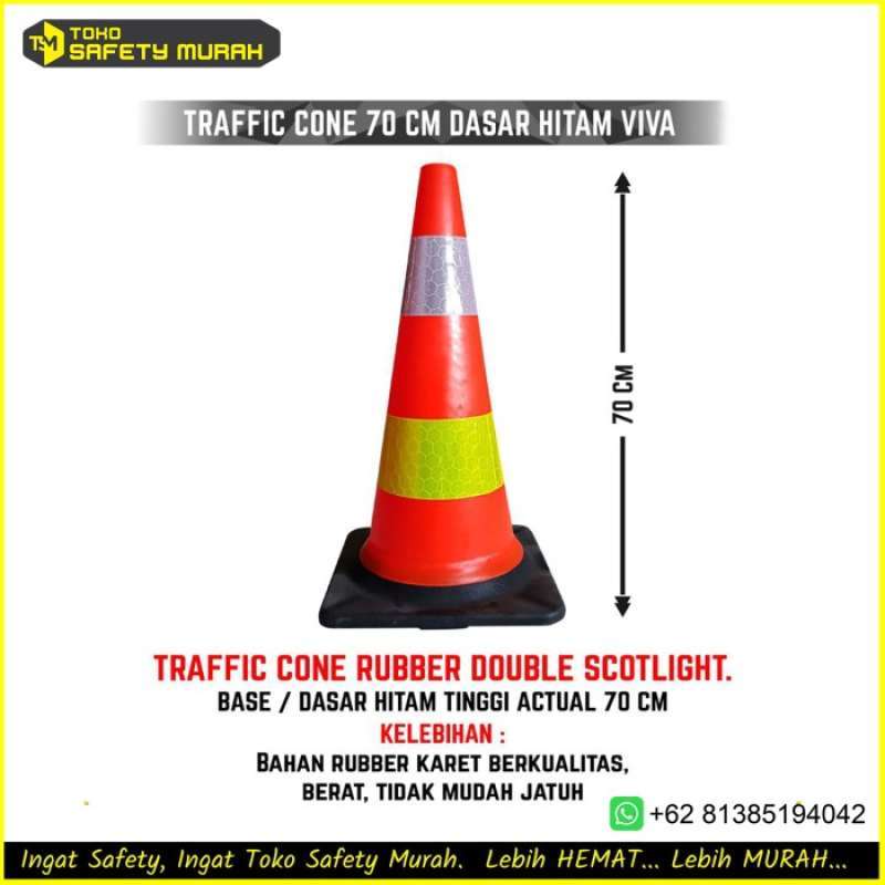 Promo Traffic Cone Kerucut Jalan Base Hitam 70 Cm Rubber Double ...