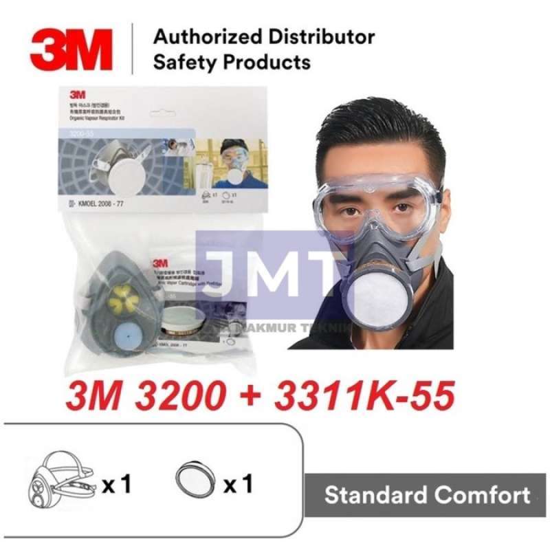 Promo 3M Masker Pernapasan Respirator 3200 dengan Filter 3311K-55 ...