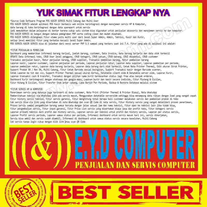 Jual SOURCE CODE APLIKASI POS KASIR SERVIS BERBASIS WEB MANAJEMEN JASA ...