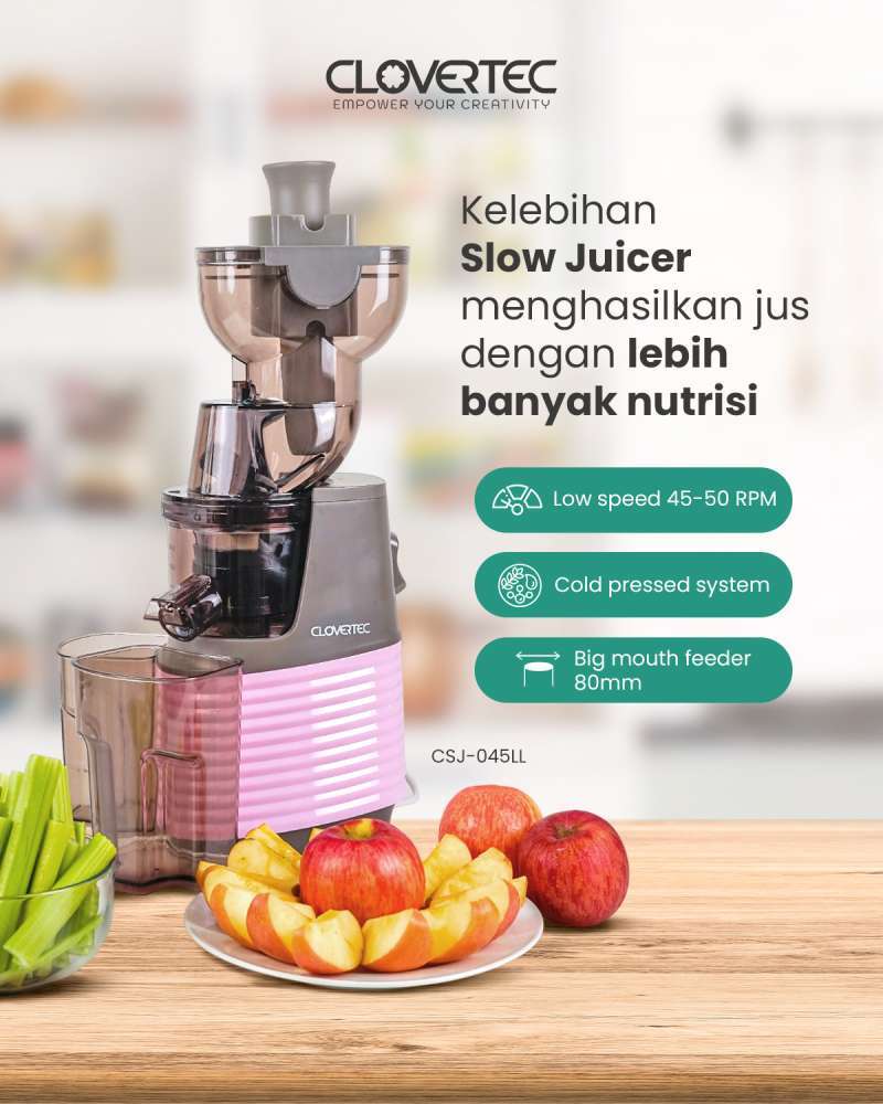 Promo Clovertec Slow Juicer Buah Tanpa Ampas Cold Pressed Juice Diskon ...