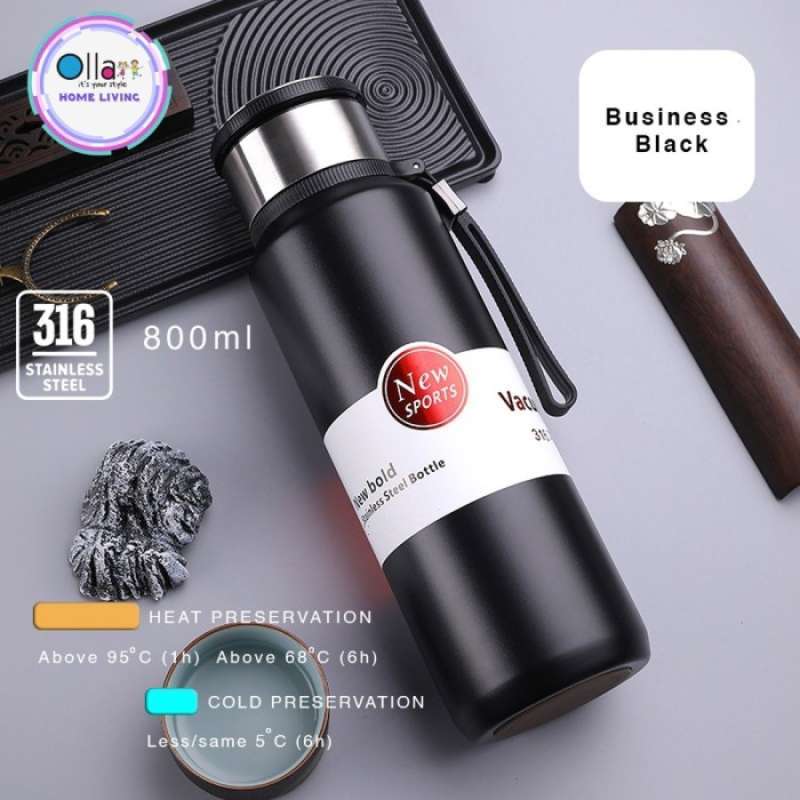 Promo Botol Minum Termos 800 ML Tipe Sport HF-900 Stainless SUS 316 Hot&Cold - Hitam Diskon 2% ...