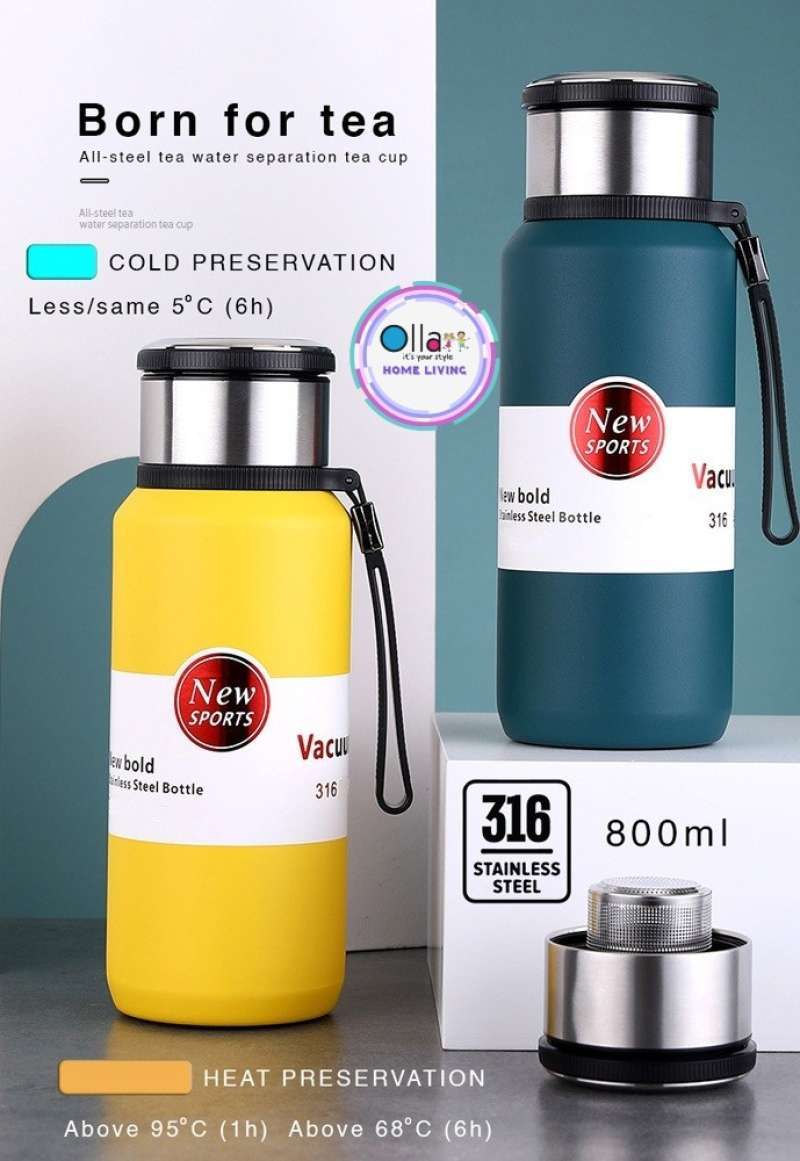 Promo Botol Minum Termos 800 ML Tipe Sport HF-900 Stainless SUS 316 Hot&Cold - Hitam Diskon 2% ...