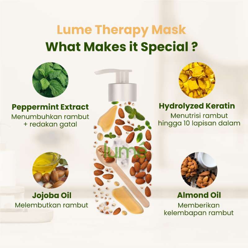 Jual Lume Paket 3in1 Hair Mask Therapy Shampoo Shower Oil Di Seller ...