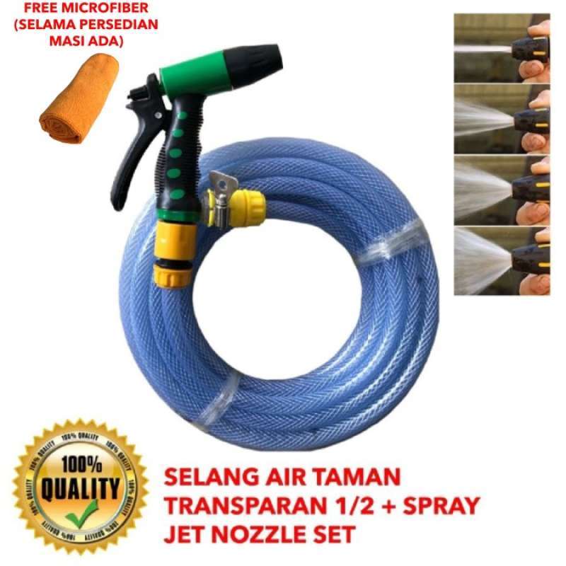 Promo Selang Air Taman Transparan Benang 1/2 + Spray Jet Nozzle Set ...
