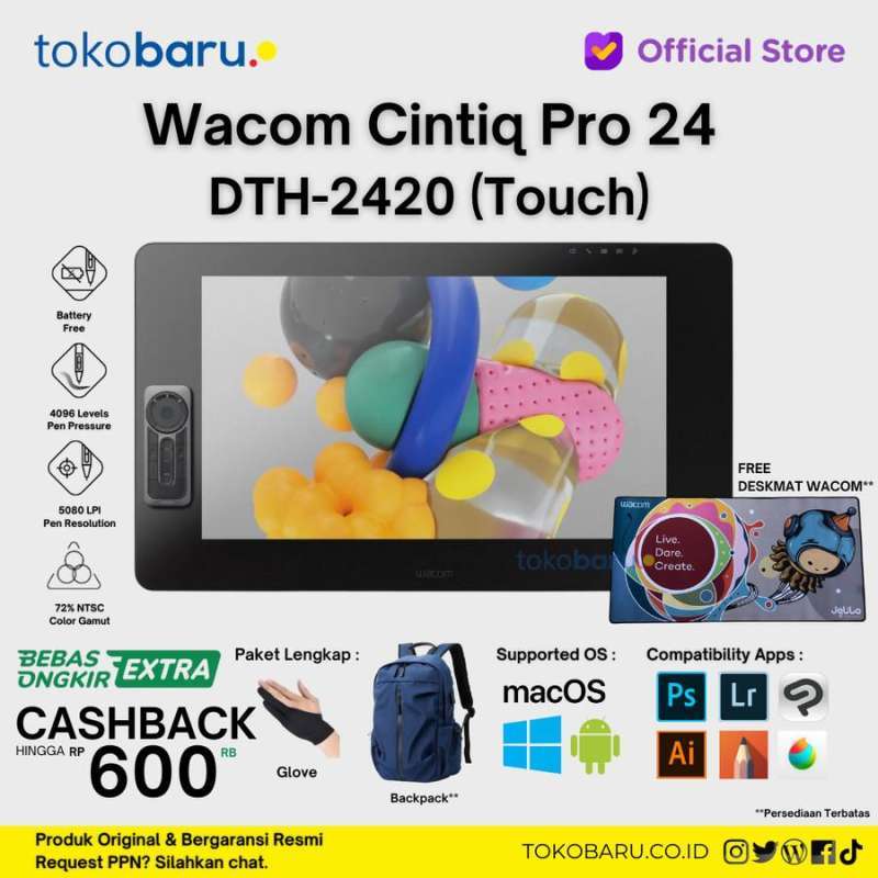 Jual Wacom Dth-2420 Cintiq Pro 24 Garansi 1 Tahun Pen & Touch Di Seller Tokobaru Official Store ...