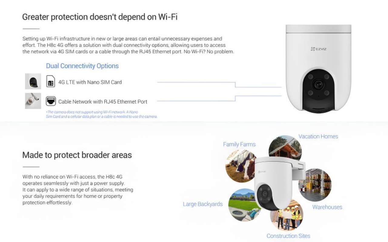 Promo Ezviz H8c 4g 2k Outdoor Cctv Pan & Tilt Wifi Ip Camera Smart ...