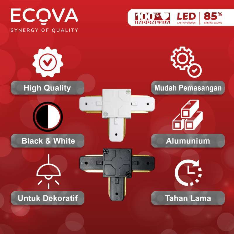 Jual Ecova - Sambungan Konektor Rel Track Light Led Lampu Sorot Tipe T ...