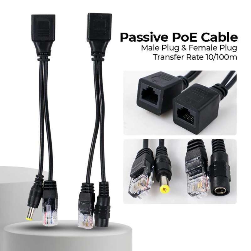 Jual Passive Poe Power Over Ethernet Cable With Male Female Power Plug ...