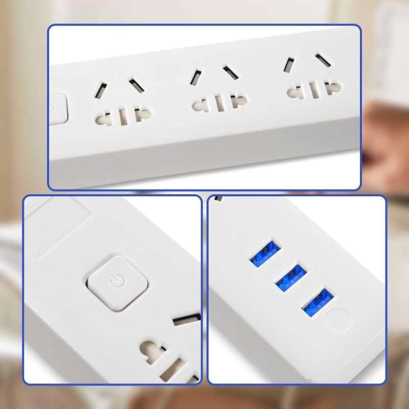 Jual Jrdq Powerstrip 3 Usb Port And 3 Electric Plug With Led Light T ...
