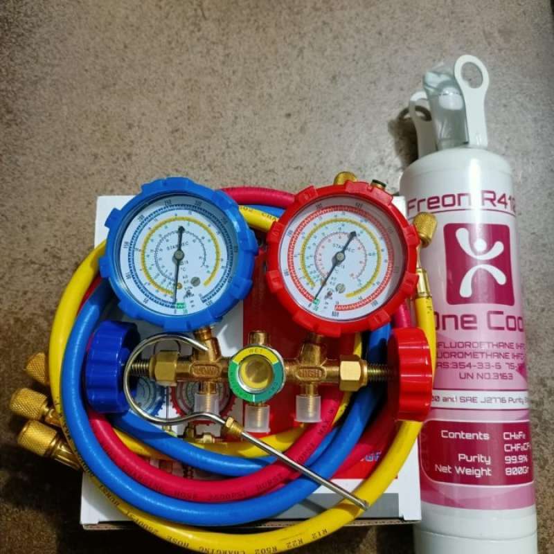 Promo Paket Isi Freon R410 Dengan Double Manifold Multi Dan Selang R32 ...