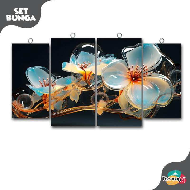 Promo Tennesy Hiasan Dinding 1 Set Bunga White Tropical Leaves Flowers ...