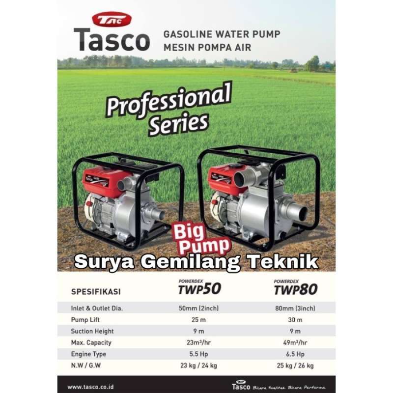 Promo Tasco Twp 80 Mesin Pompa Air Sawah Irigasi Alkon Water Pump 3 ...