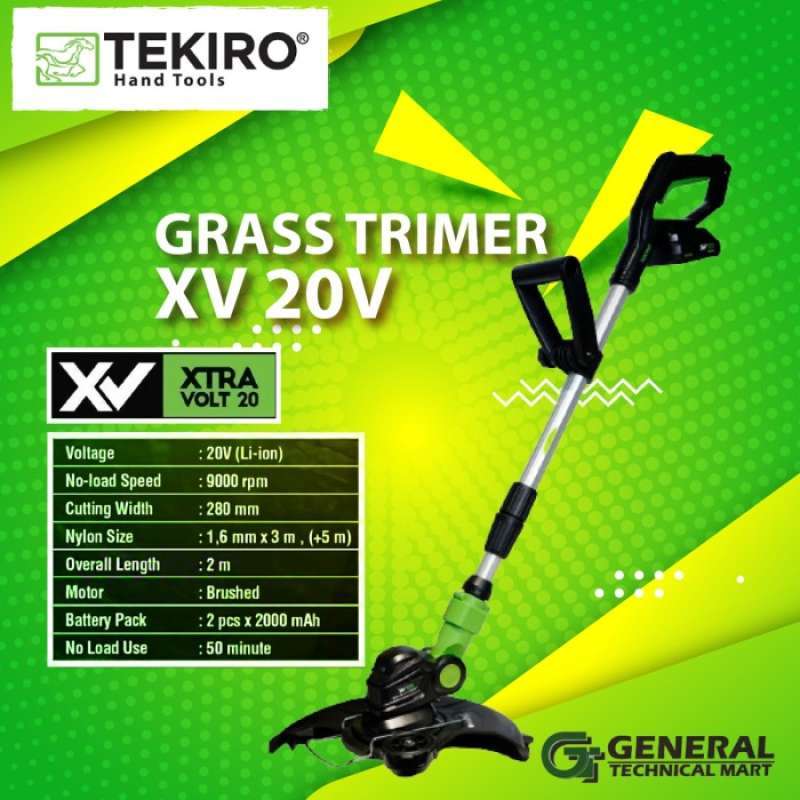 Promo Cordless Grass Trimmer Tekiro Xv 20v 2 Battery Brushed Potong ...