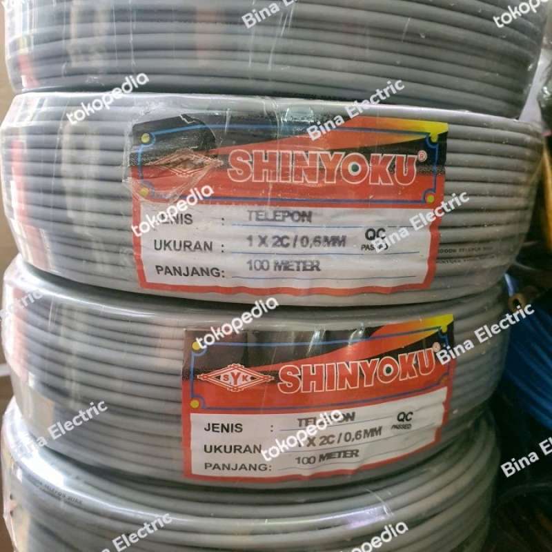 Promo Kabel Telepon Shinyoku 2c 2 Core 100m 100 Meter Kabel Telpon ...