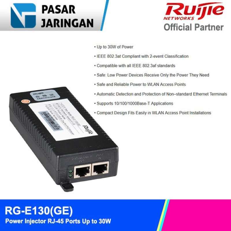 Promo Ruijie Rg-e-130(ge) E130ge Poe Power Injector Up To 30w Diskon 23 ...
