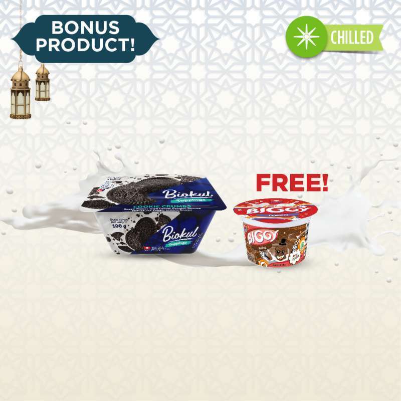 Promo Buy Biokul Greek Yogurt With Topping Cookies, Free Biggy Pudding ...