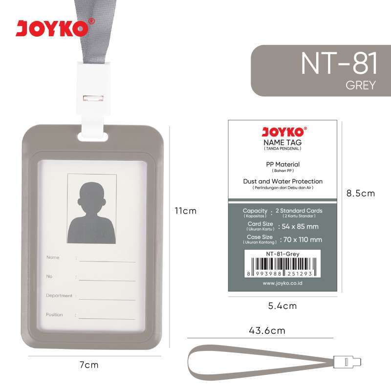 Jual Name Tag Tanda Pengenal Gantungan Kartu Nama Joyko Nt-81 - Grey Di ...