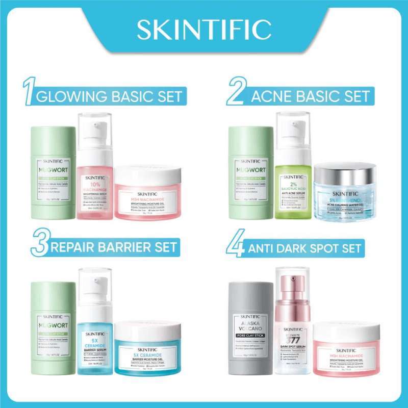 Jual Skintific Paket 3pcs Set Bundle Mugwort Clay Stick Glowing Basic Set - Acne Basic Set ...