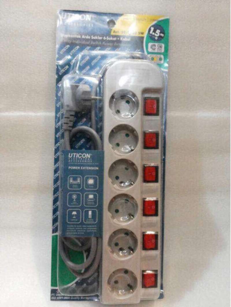 Promo Stop Kontak Uticon 6 Lubang / St 1682 Sw / Stop Kontak Dengan ...