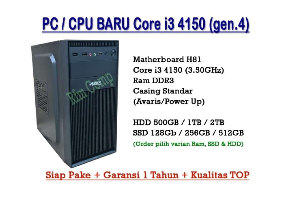 Promo Pc/cpu Core I3 Gen4 Komputer Rakitan Baru Diskon 23% Di Seller Utepe Store - Cengkareng ...