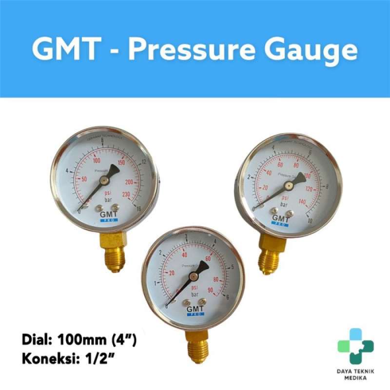 Promo Gmt Pressure Gauge 100mm - Manometer Alat Ukur Tekanan 4 Hitam ...