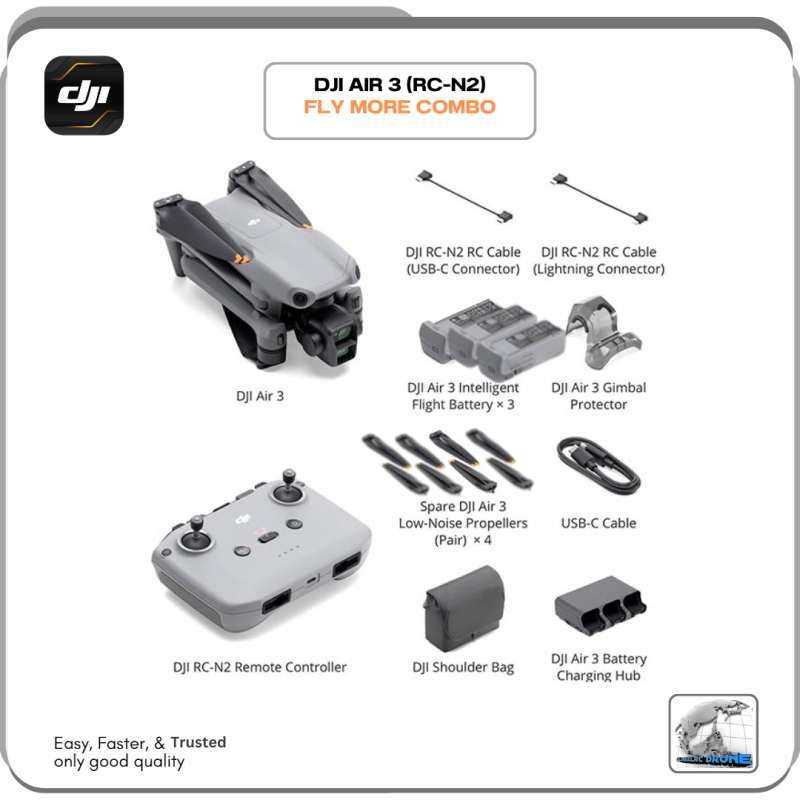 Promo Dji Air 3 Fly More Combo Rcn2 Diskon 20% Di Seller Global Rc ...